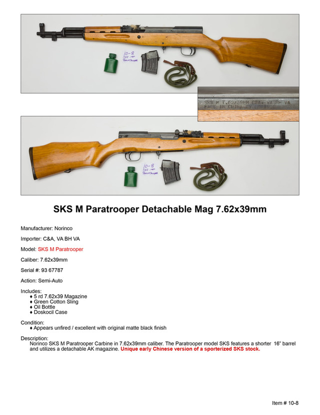 Rare Pre Ban Norinco SKS M Paratrooper Detachable Mag 7.62×39 ...