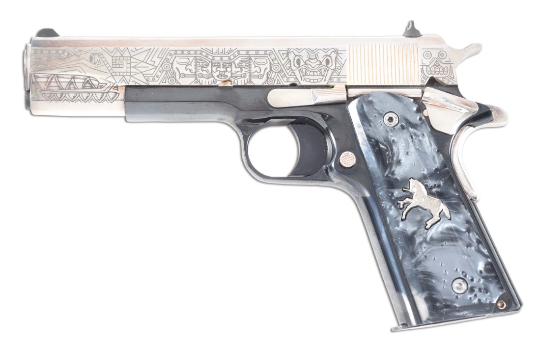 COLT Aztec MEXICAN HERITAGE 1911 SEMI-AUTOMATIC PISTOL WITH FACTORY BOX ...